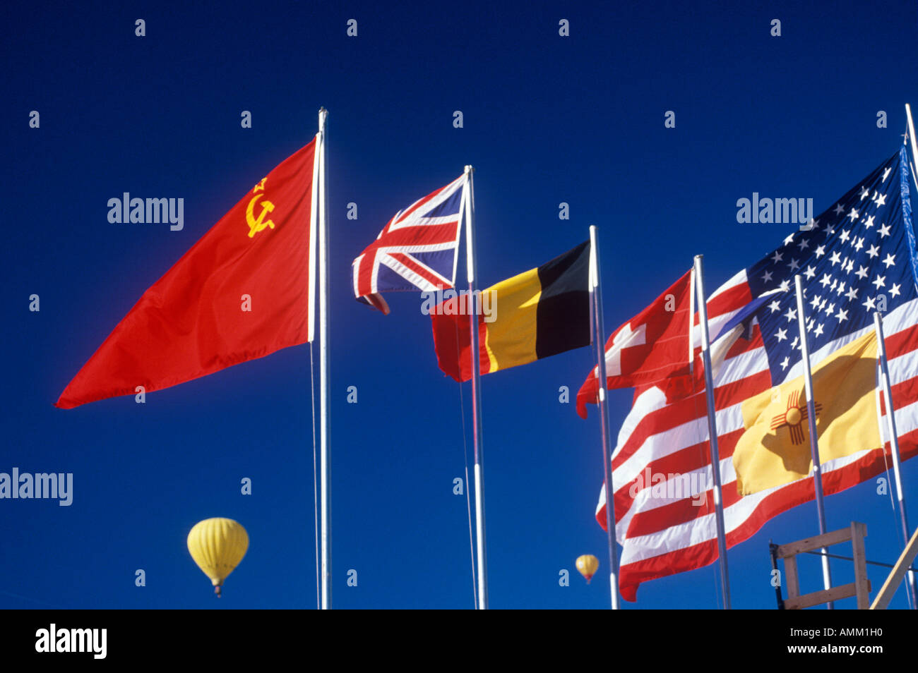 Hot air balloons flags hi-res stock photography and images - Alamy