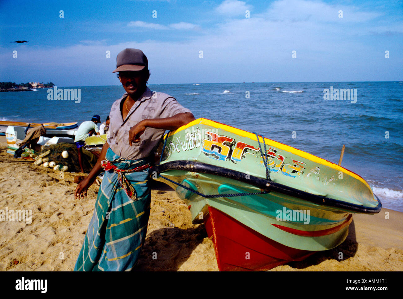 Negombo Sri Lanka Fisherman With Boat Stock Photo - Alamy