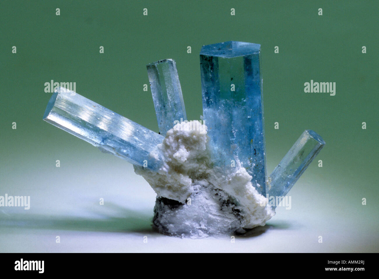 Aquamarine crystals, studio picture Stock Photo - Alamy