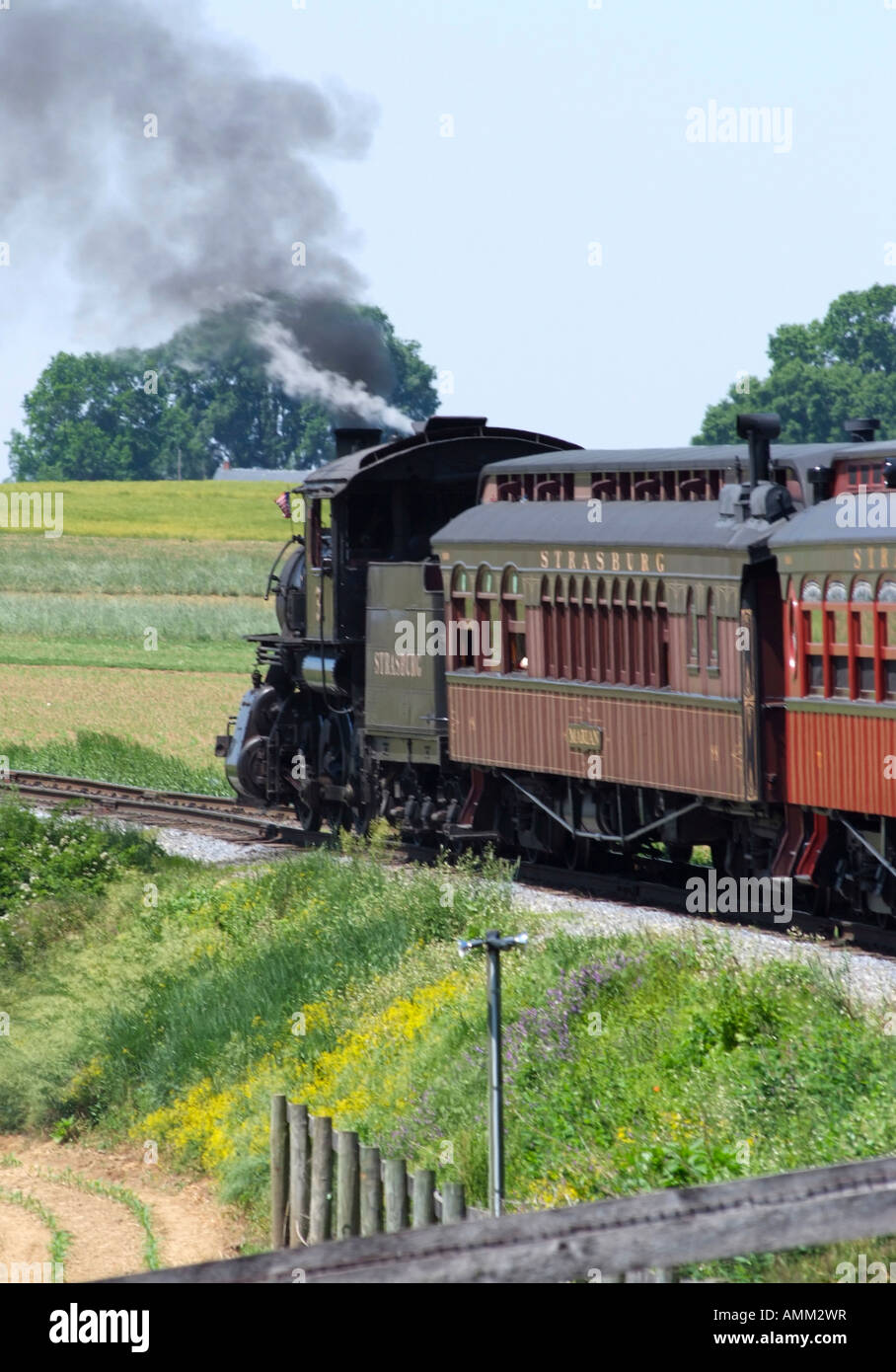 Steam Passenger Train on a Curve on the Strasburg Railroad Strasburg ...