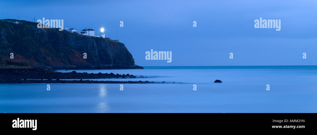 Black Head lighthouse shining at low light, Whitehead, Near Belfast ...