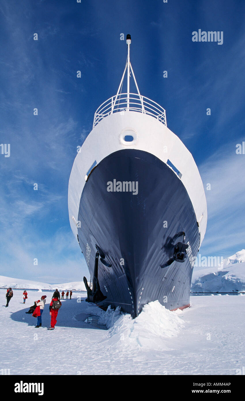 Tourist expedition ship 'Clipper Adventurer' garaged in sea-ice Stock ...