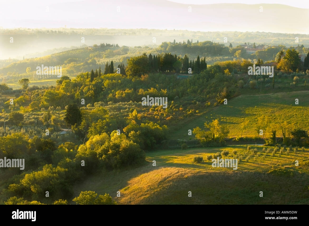 Views across Tuscany at sunset, Italy Stock Photo - Alamy