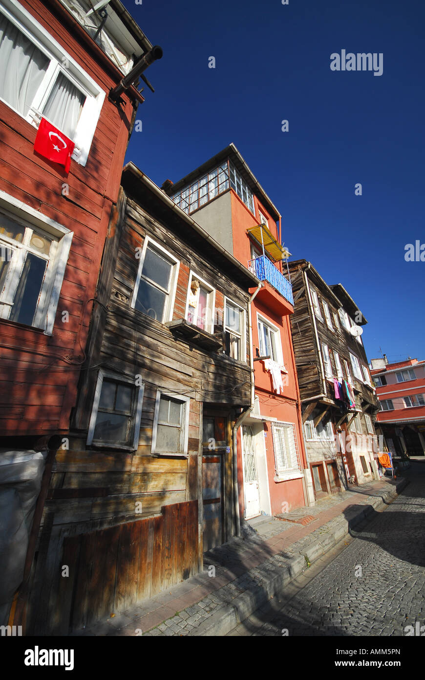 ISTANBUL. Traditional Ottoman houses in the Sultanahmet streets behind ...