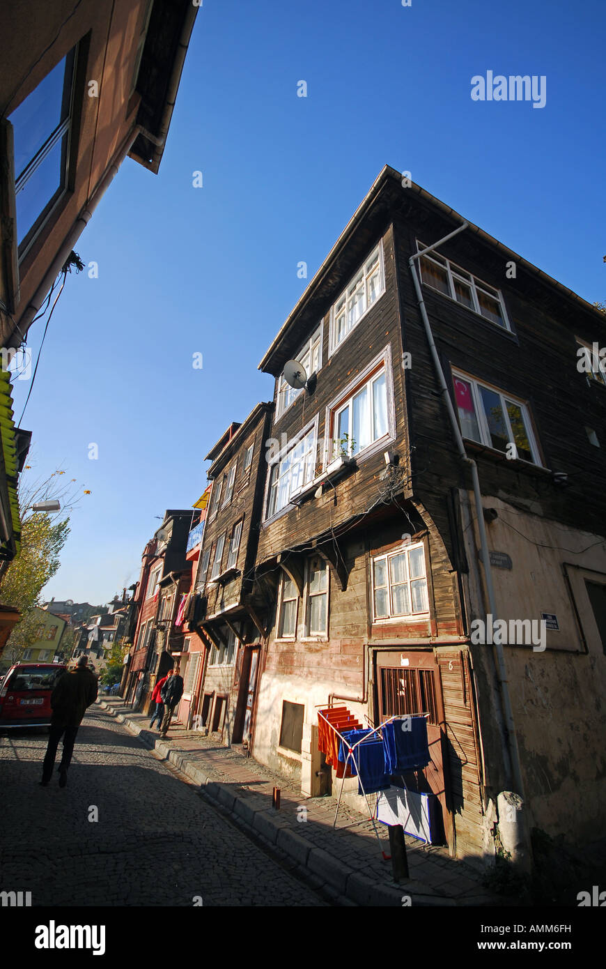 ISTANBUL. Traditional Ottoman houses in the Sultanahmet streets behind ...
