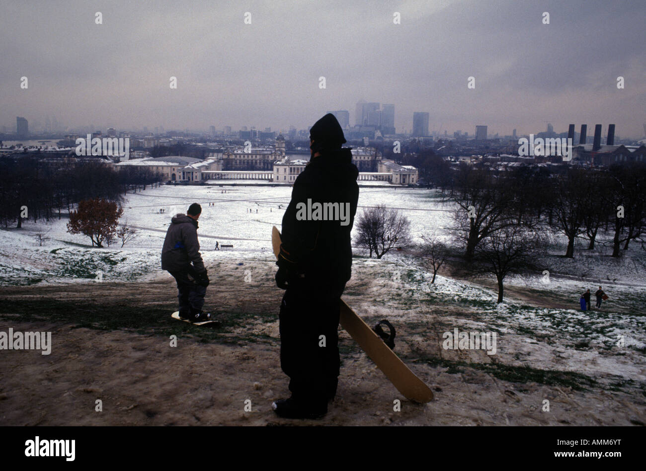 snowboarders, Greenwich Park, London Stock Photo - Alamy