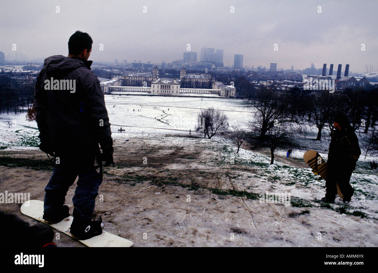 snowboarders, Greenwich Park, London Stock Photo - Alamy