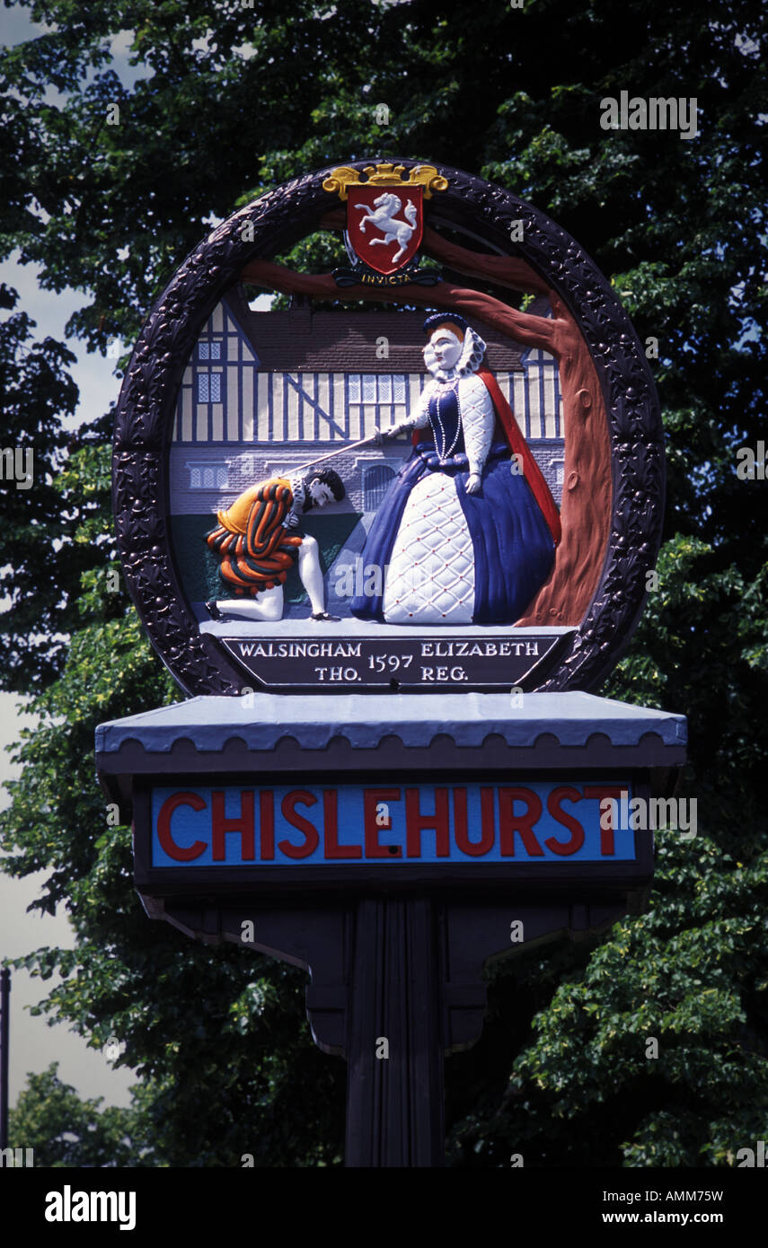 a sign for Chislehurst, Kent Stock Photo - Alamy