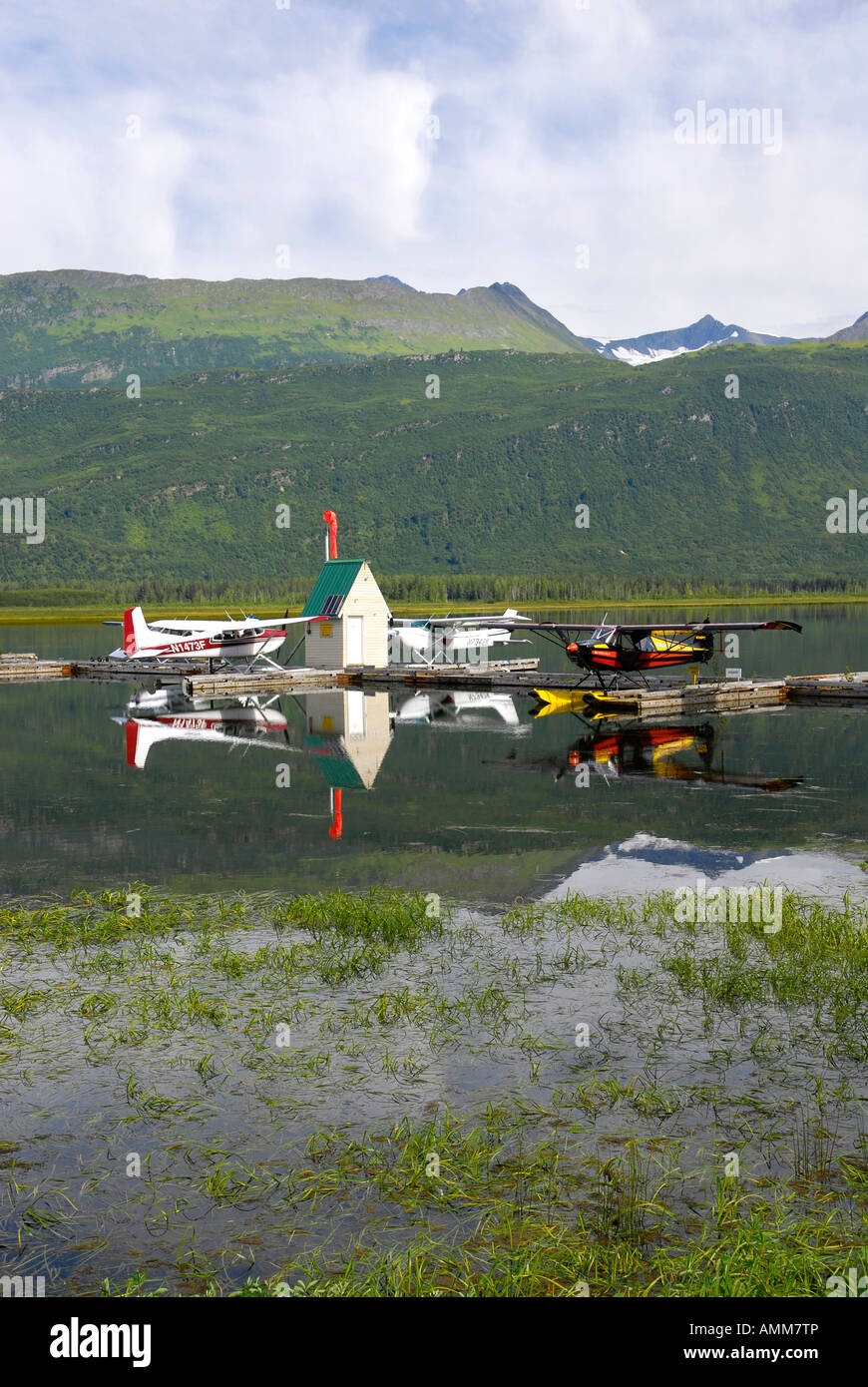 Float Planes Pontoon Planes Airplane Aircraft on Robe Lake near Valdez ...