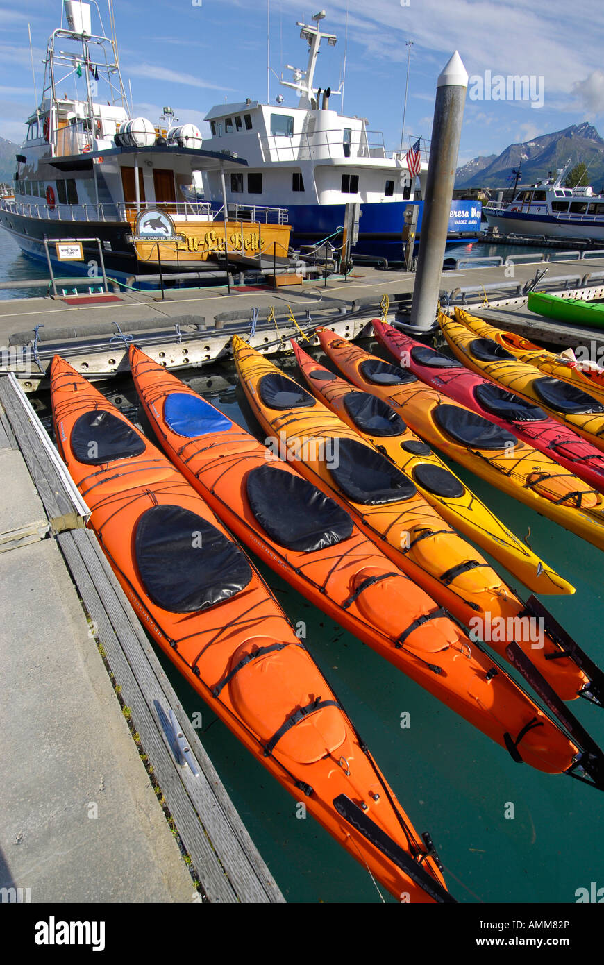 Kayaks in Boat Harbor Port Valdez Prince William Sound Alaska AK United ...