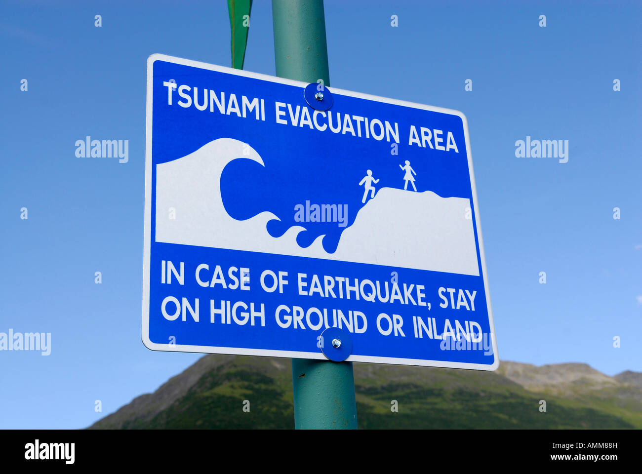 Sign marker warning tsunami danger hi-res stock photography and images ...