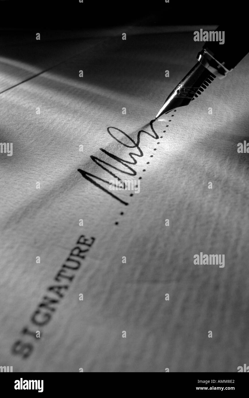 Signature document Black and White Stock Photos & Images - Alamy