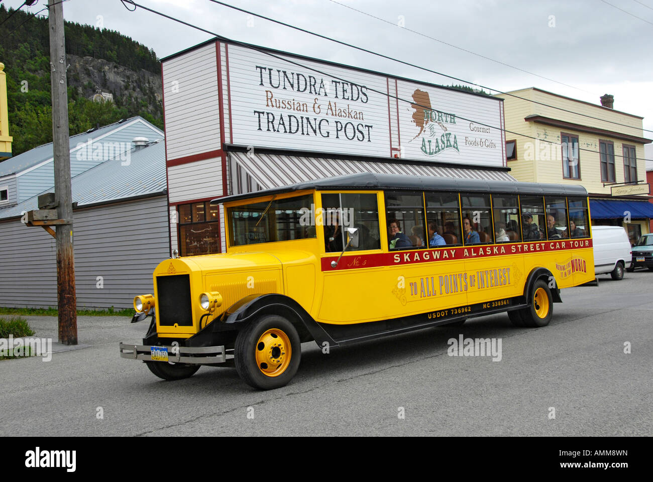 Street Car Tour Bus Buses Busses in Skagway Alaska AK United States US ...