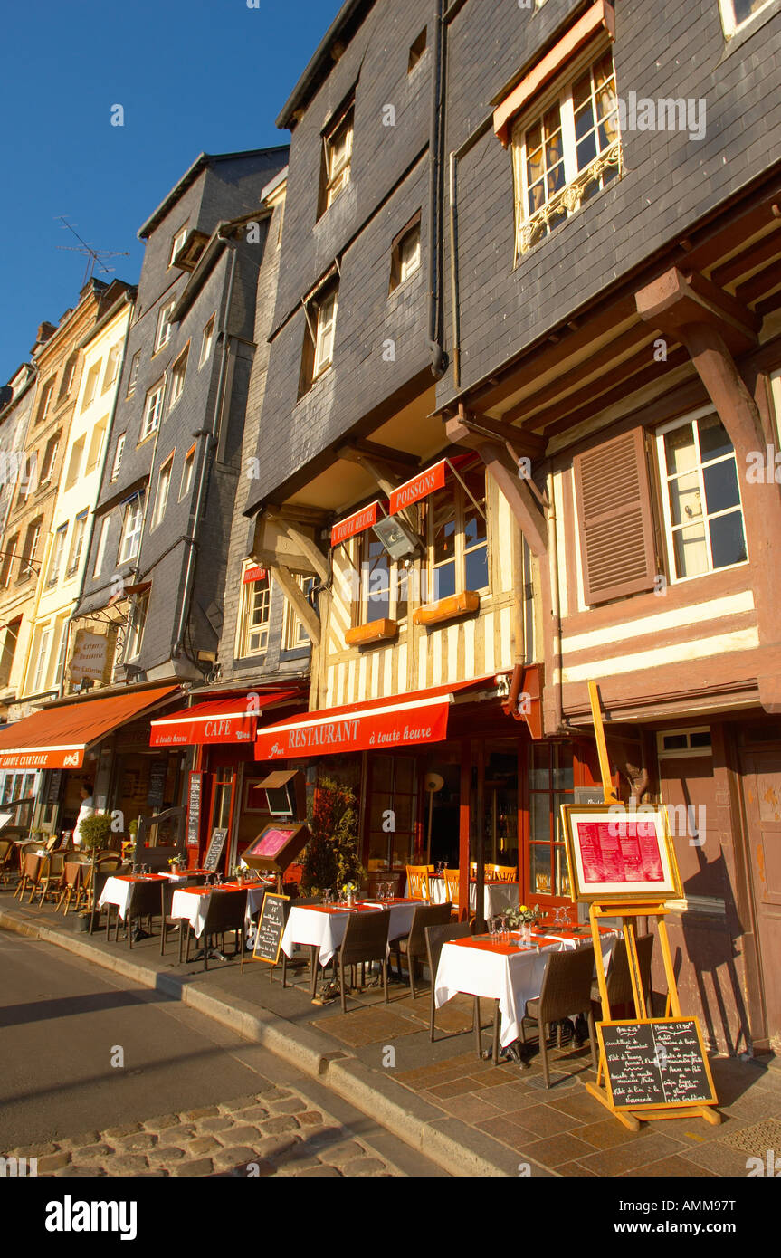 Harbour restaurants. Honfleur Normandy France Stock Photo - Alamy