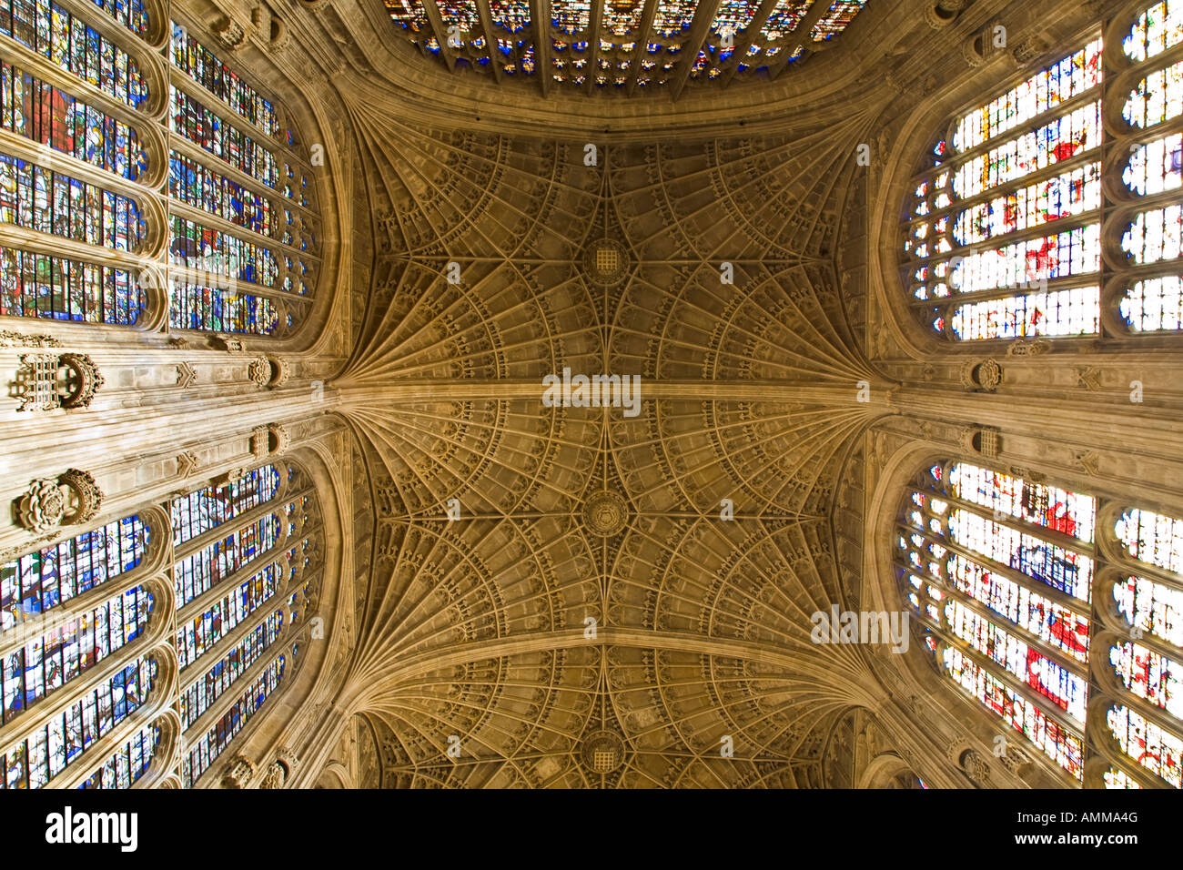 Kings College Chapel interior showing the fan vault ceiling Cambridge ...