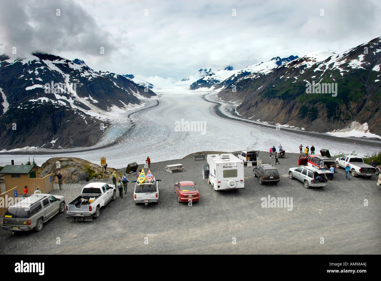 Tourists View Salmon Glacier Stewart British Columbia BC Canada near ...