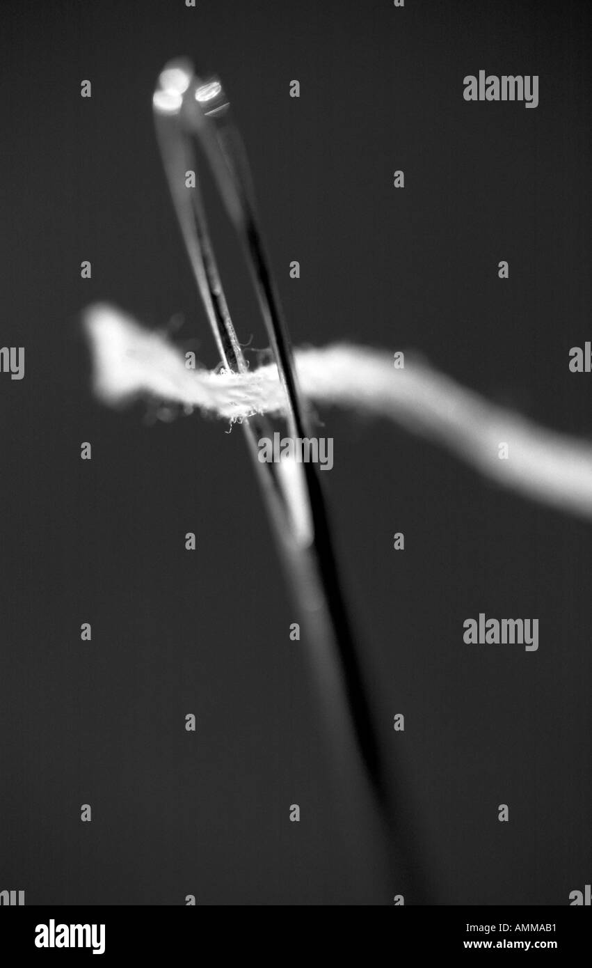 Sharp needle thread black Black and White Stock Photos & Images - Alamy