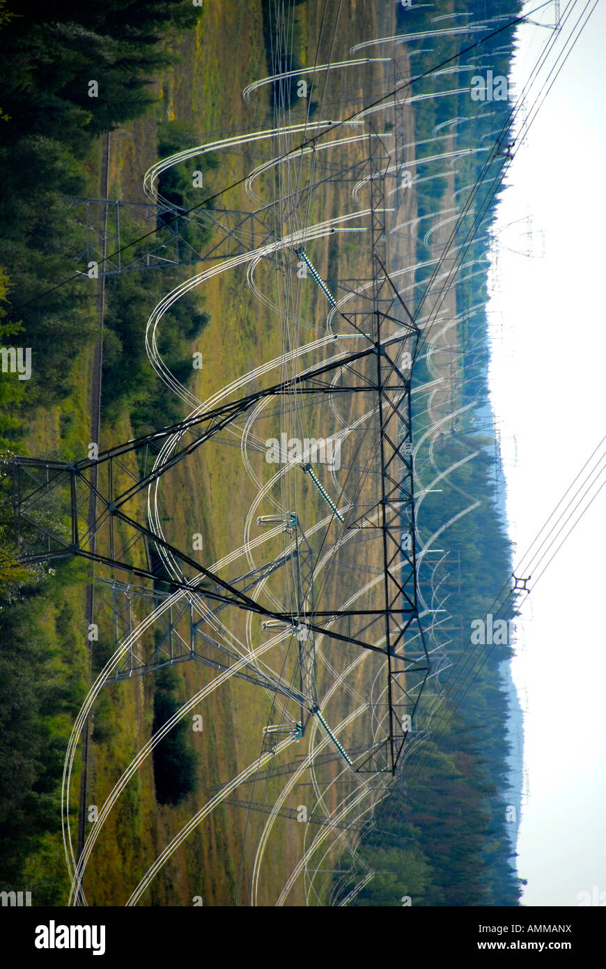 Electrical Hydro Wires Electricity Power along Highway 97 near Prince ...