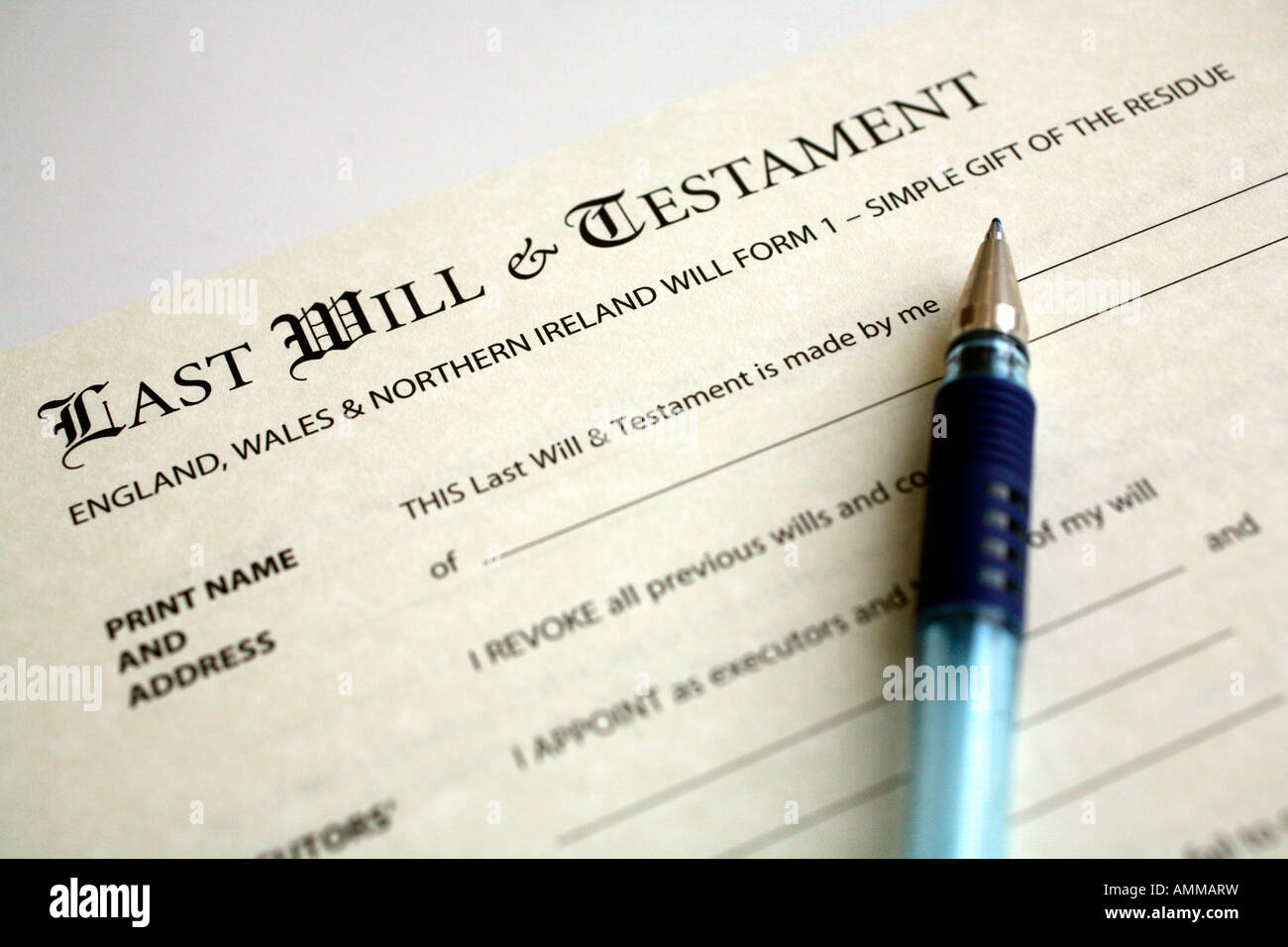 Writing a Last Will and Testament Stock Photo - Alamy