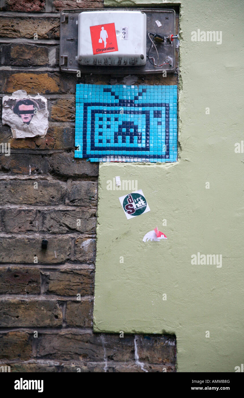 Street art in Soho, London by guerilla artist called INVADER Stock ...