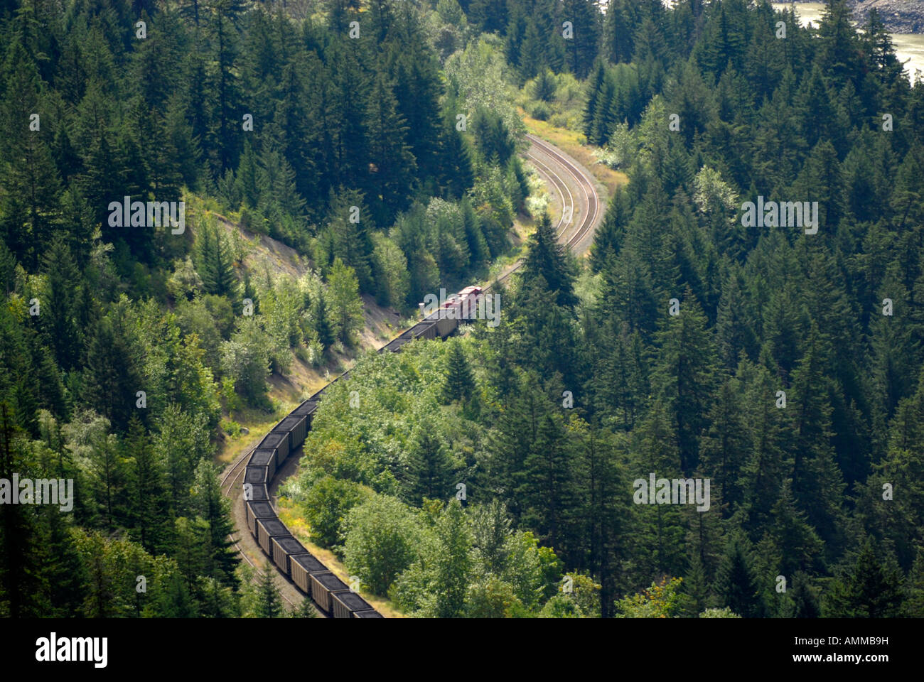 Canadian Pacific Railroad travels along Highway 1 in the Fraser River ...