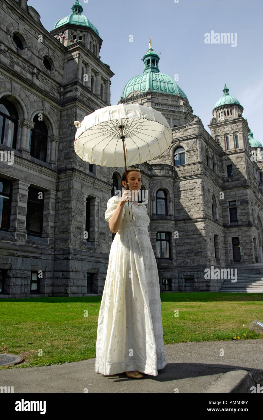 Actor portraying Queen Victoria outside Parliament Buildings ...