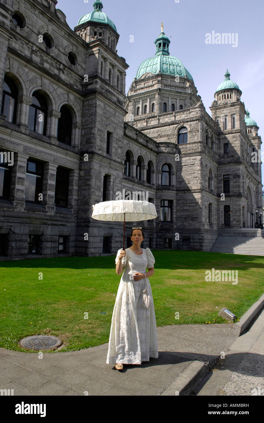 Actor portraying Queen Victoria outside Parliament Buildings ...