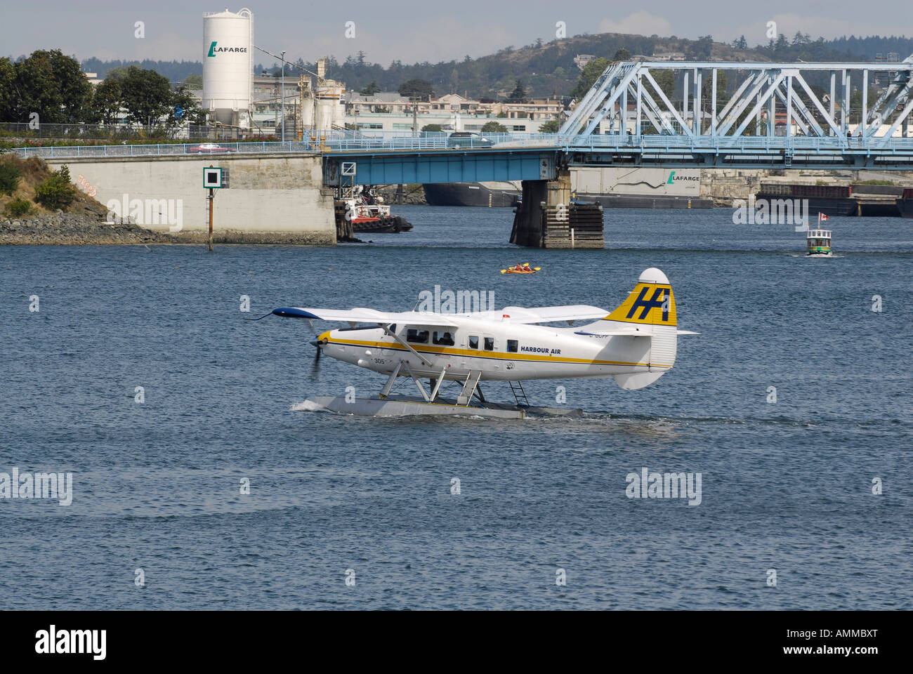 Float Plane Pontoon Airplane taking off flight in Victoria Inner ...