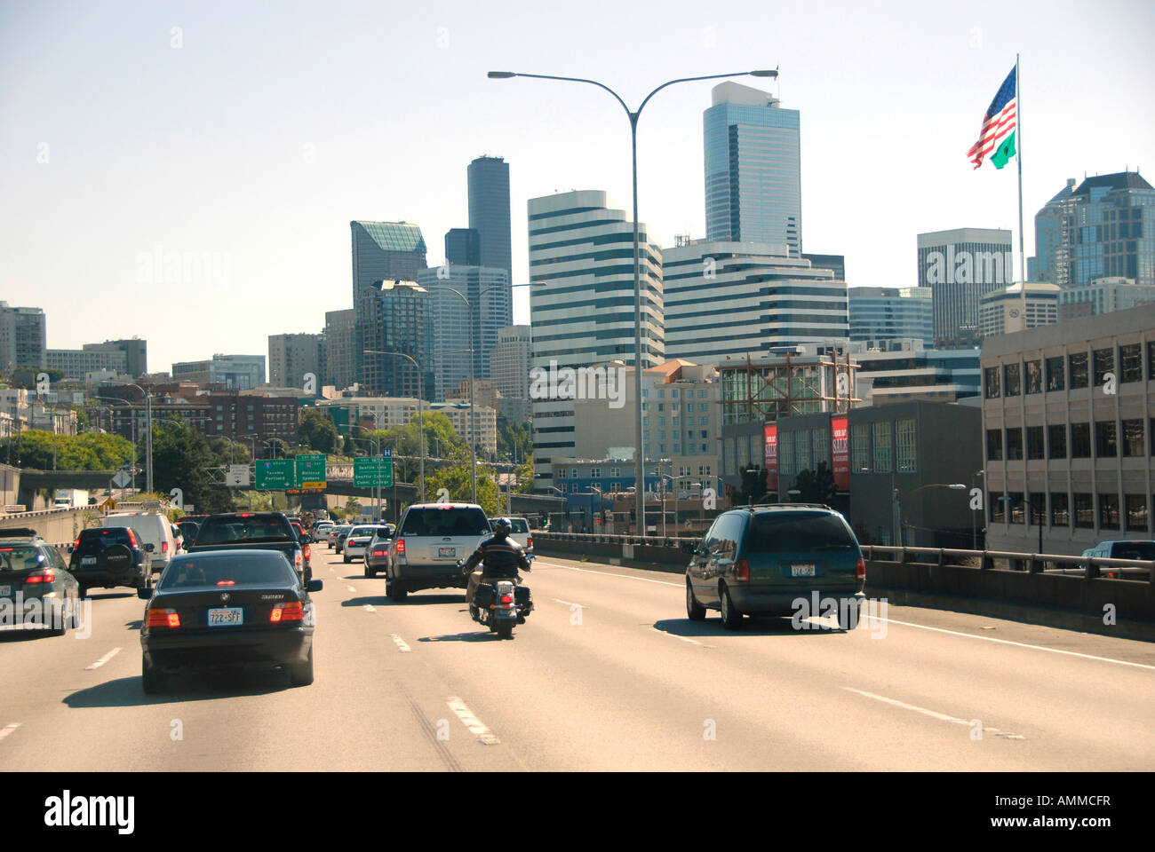 Traffic congestion in Seattle Washington WA cars travel rush hour snarl ...