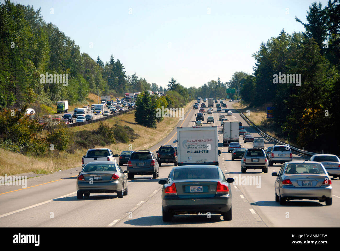 Traffic congestion in Seattle Washington WA cars travel rush hour snarl ...
