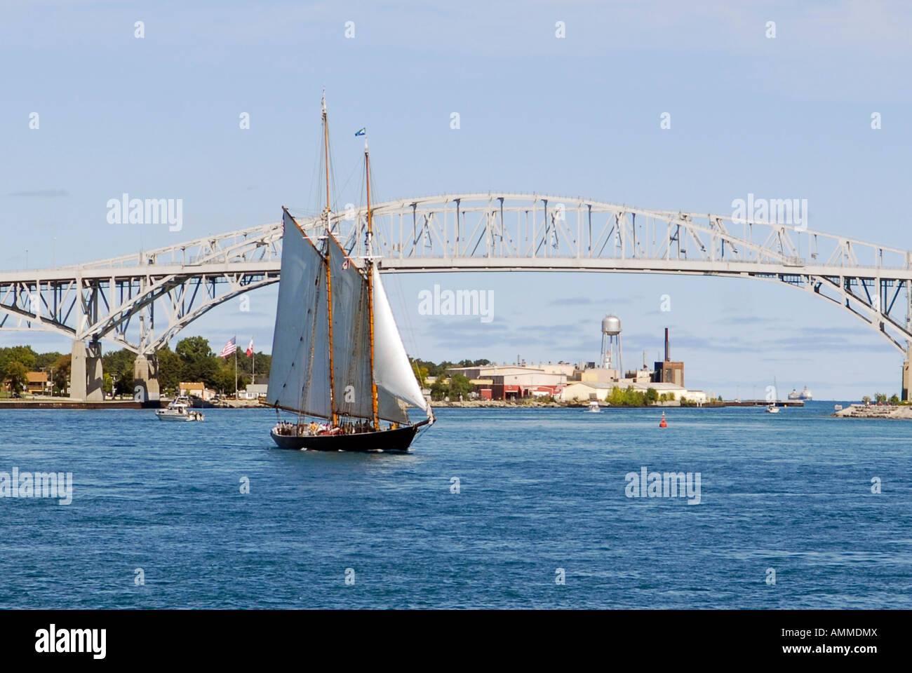 The Tall Ship Highlander under sail on the St Clair River at Port Huron ...