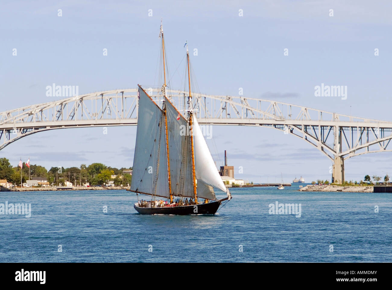 The Tall Ship Highlander under sail on the St Clair River at Port Huron ...