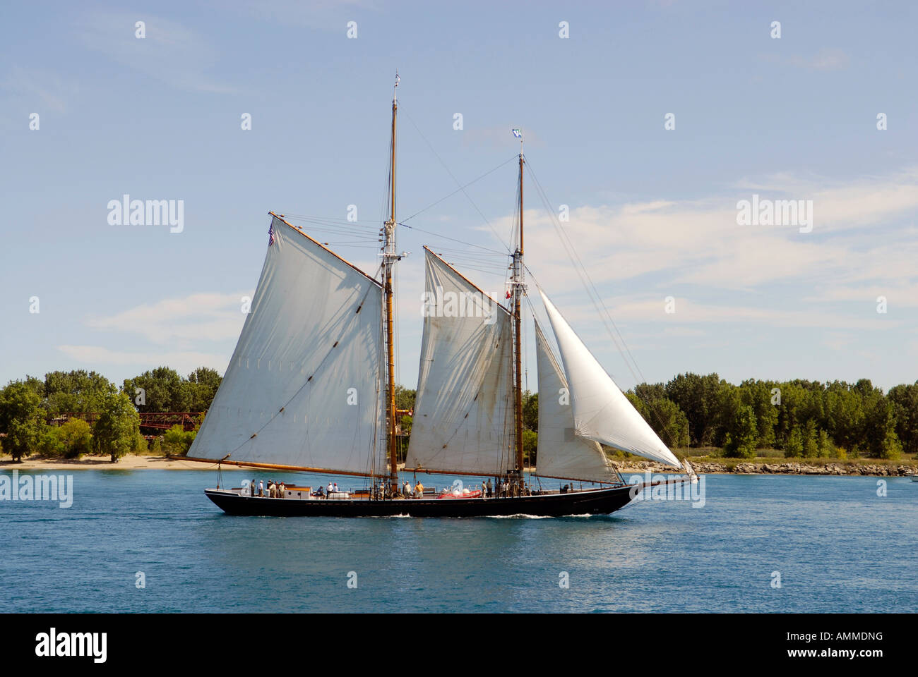 The Tall Ship Highlander under sail on the St Clair River at Port Huron ...