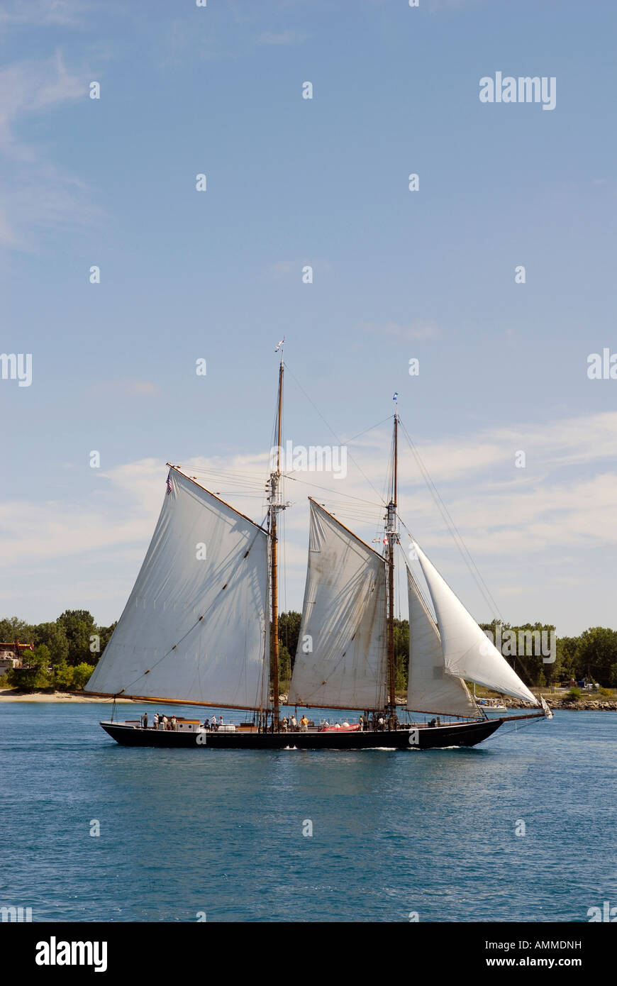 The Tall Ship Highlander under sail on the St Clair River at Port Huron ...