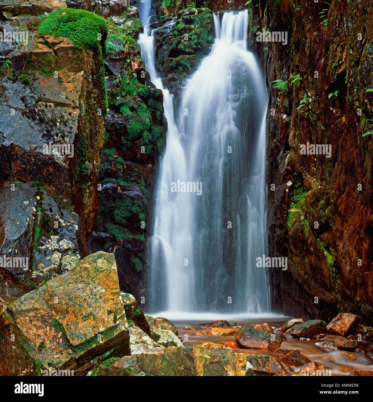 Lower section of Scale Force waterfall near Buttermere Lake District ...