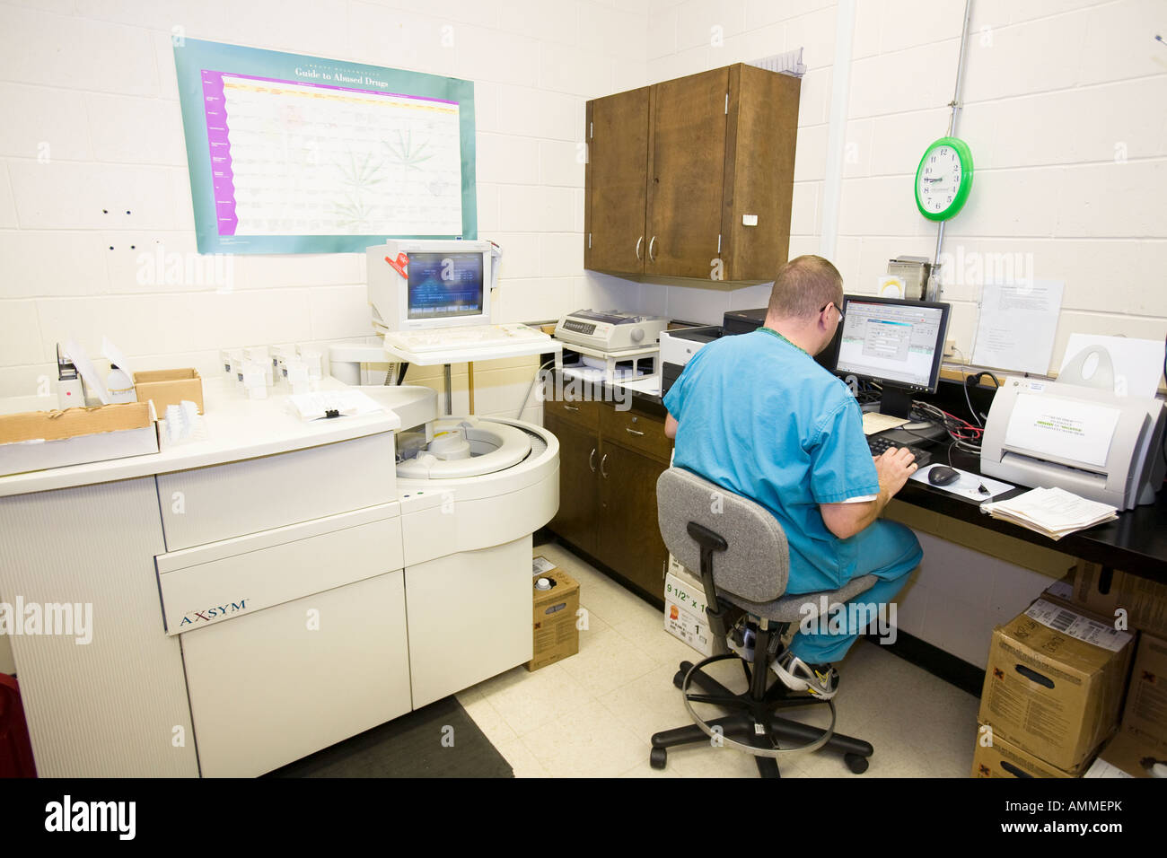 Prison laboratory where urine samples from inmates are tested for ...