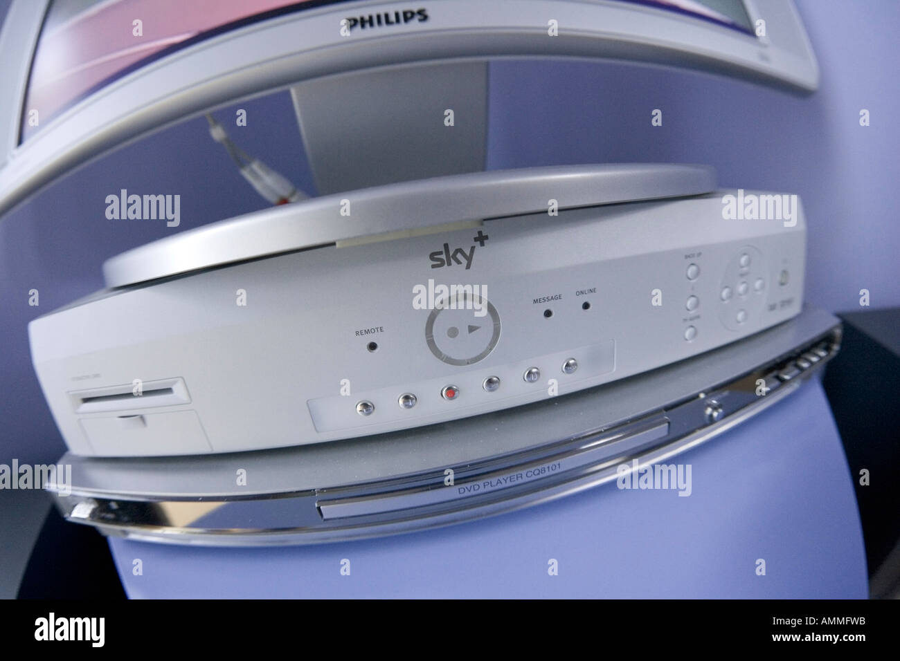 sky box and phillips lcd tv Stock Photo - Alamy