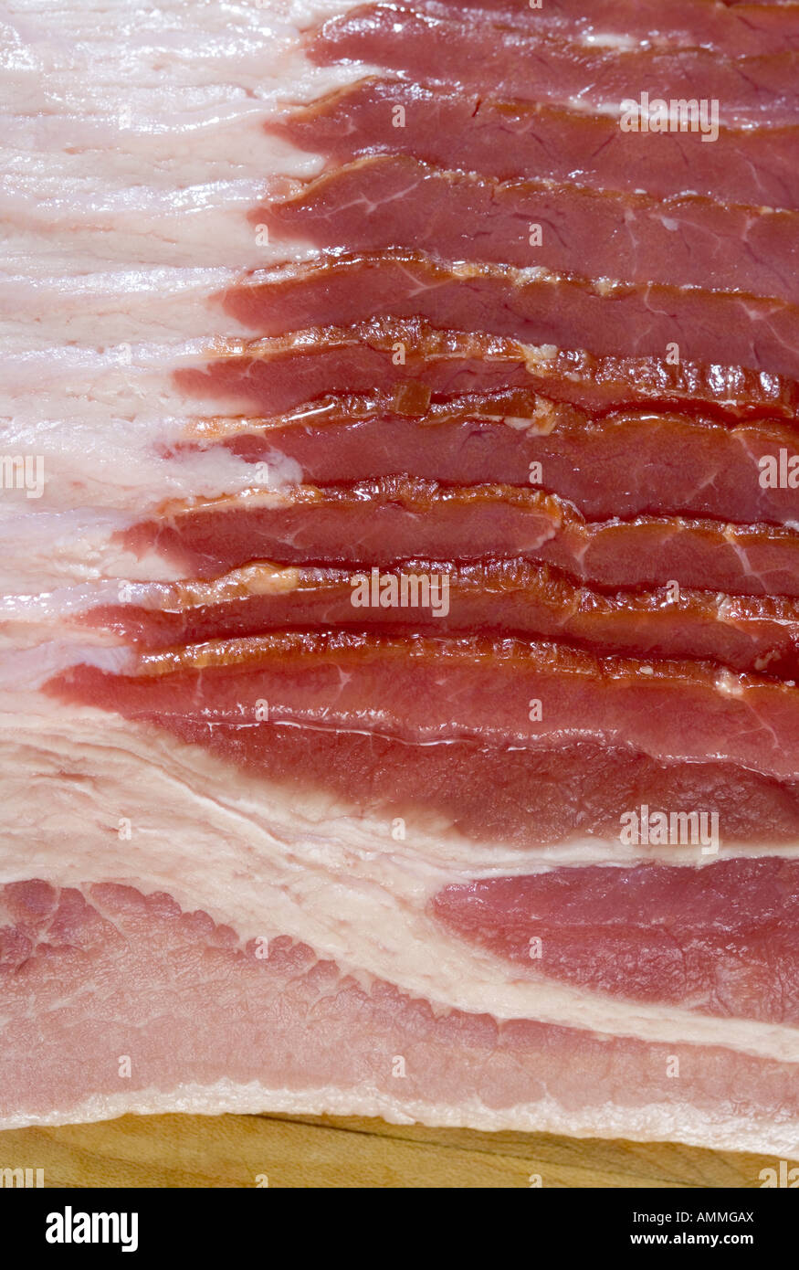 raw bacon close up showing bands of fat Stock Photo - Alamy