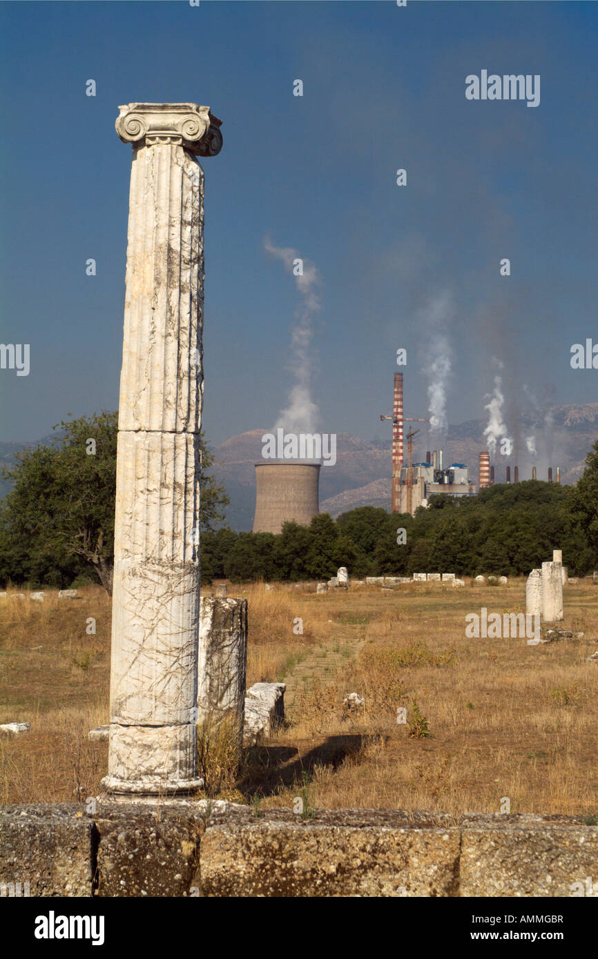 Greece Peloponnese Megalopoli Thermoelectrical power plant next to the ...