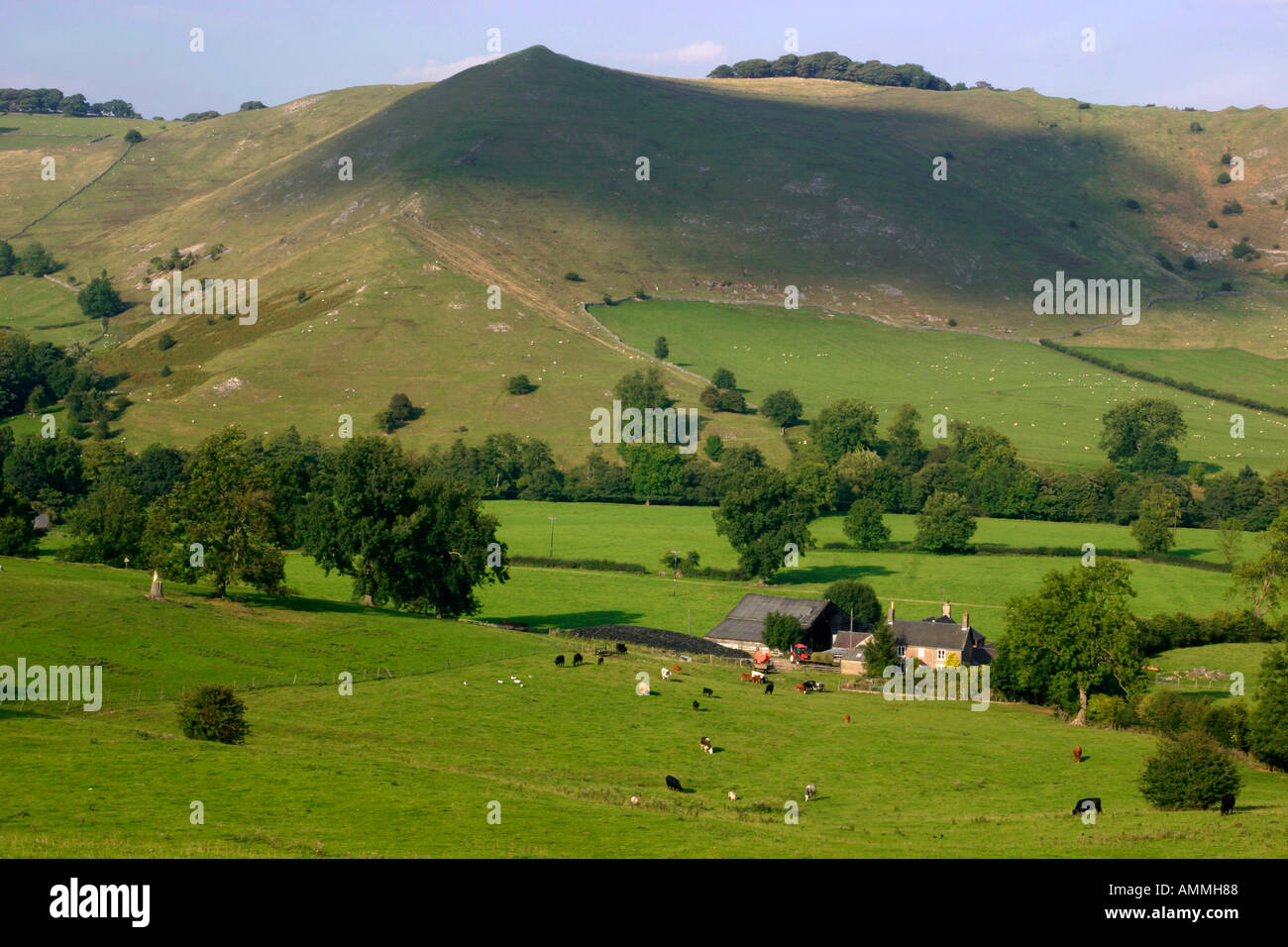 View of rural landscape near Ilam in the Peak District Derbyshire ...