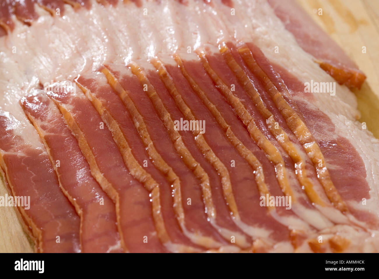 raw bacon close up showing bands of fat Stock Photo - Alamy