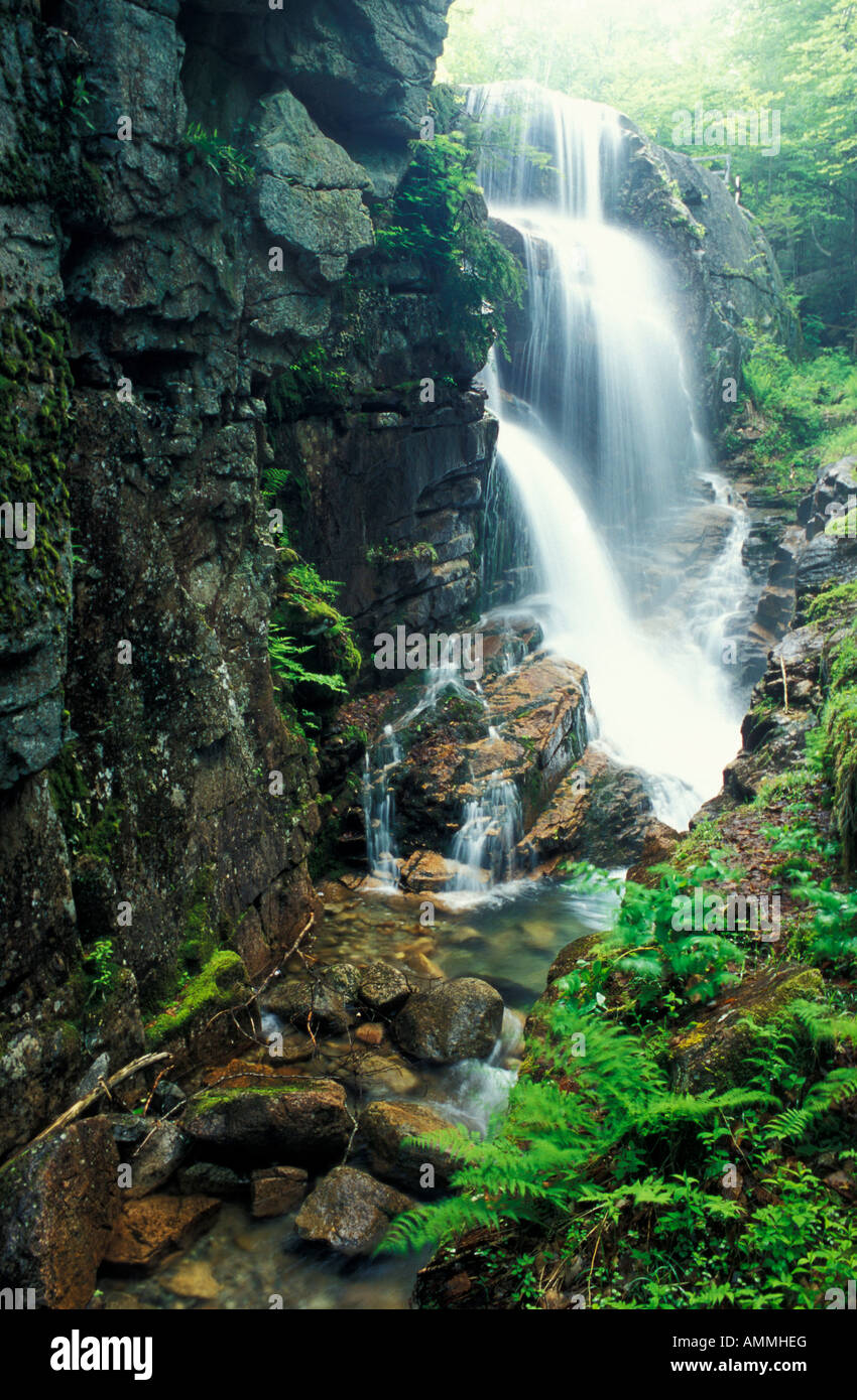 Avalanche Falls at the head of the Flume gorge in Franconia Notch State ...