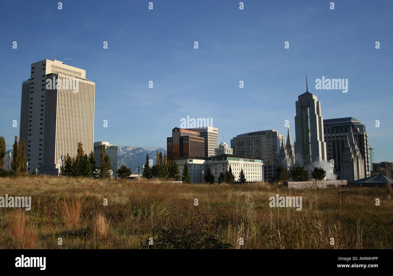 Salt Lake City skyline from roof of LDS Conference Center Salt Lake ...