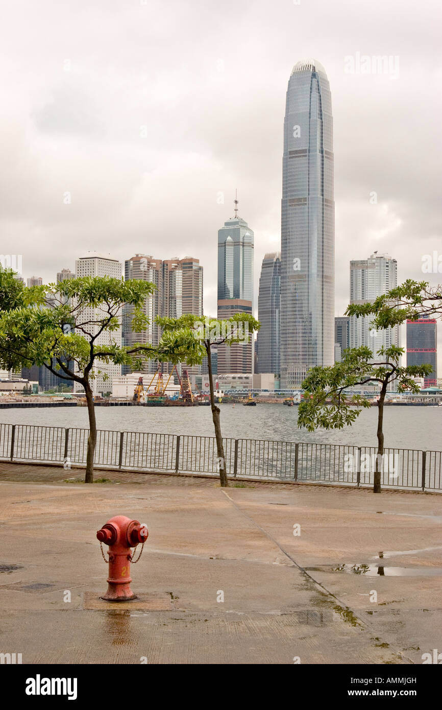 fire hose and ifc in hong kong Stock Photo - Alamy