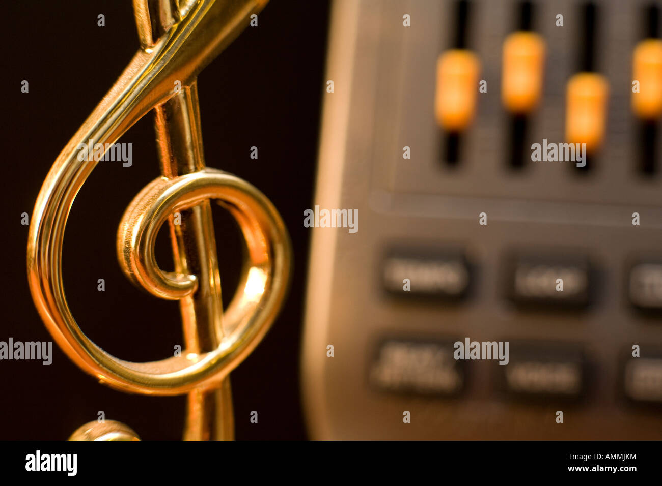 Golden treble clef and sound station in blur Stock Photo - Alamy