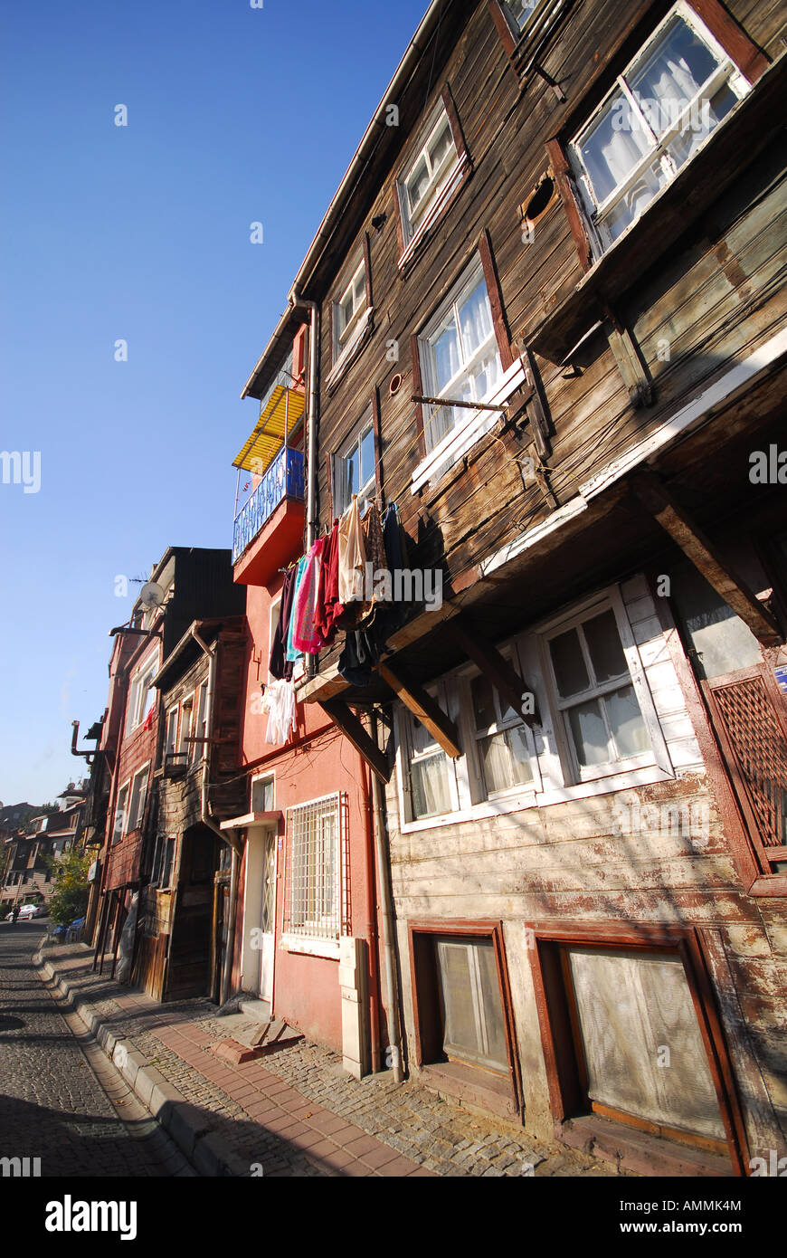 ISTANBUL. Traditional Ottoman houses in the Sultanahmet streets behind ...