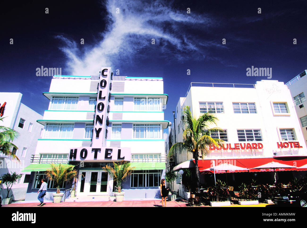 ocean drive miami beach with colony and boulevard hotels Stock Photo ...