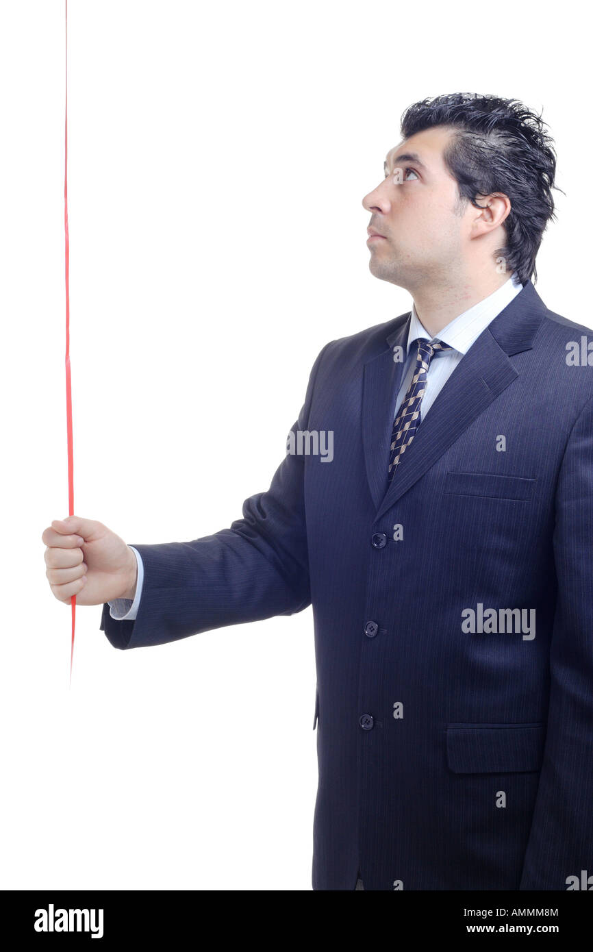 Man holding a red string in his hand Stock Photo - Alamy