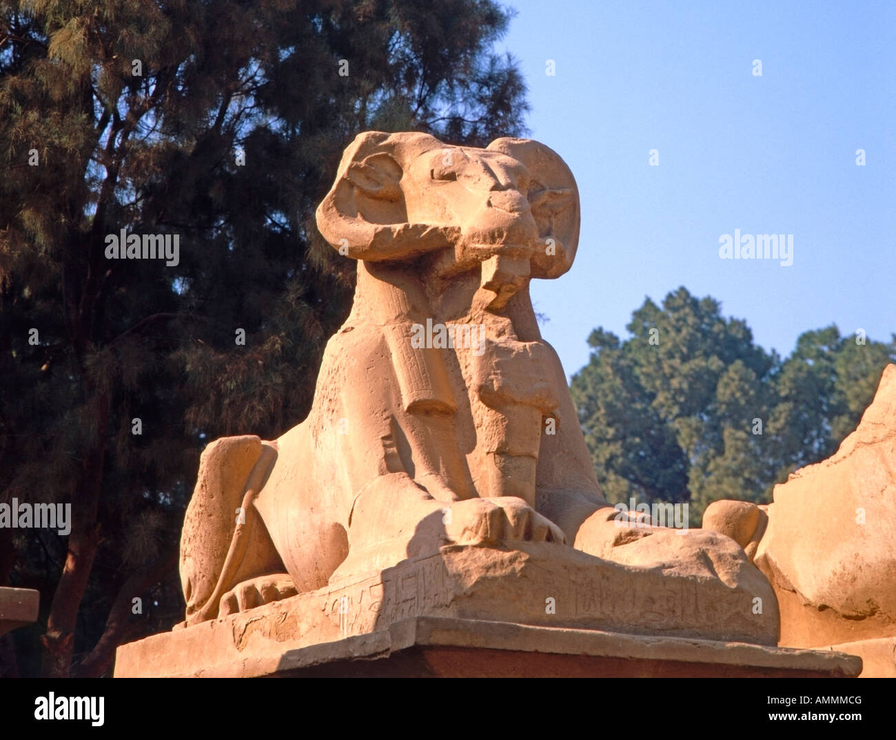 Ram-headed Sphinx in the Precinct of Amun-Re (or Amum), Karnak Temple ...