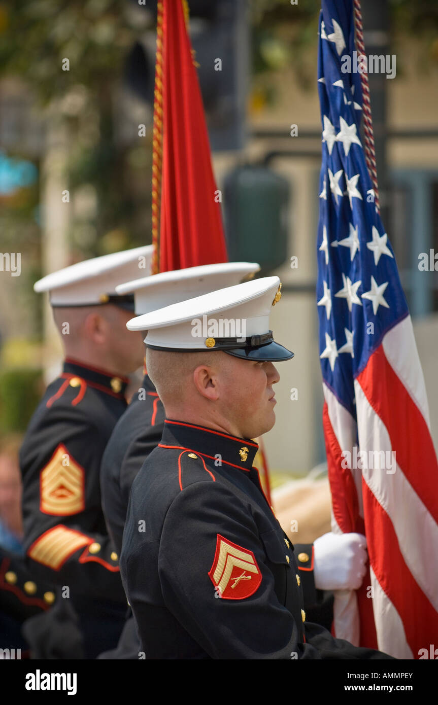US marines riding horses in Annual equestrian parade at Santa Barbara ...